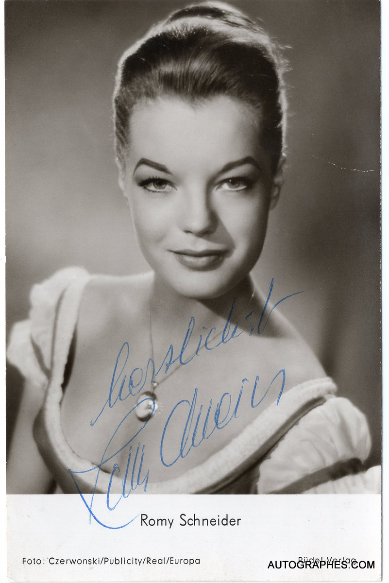 Romy SCHNEIDER - Carte postale promotionnelle dédicacée (1960)