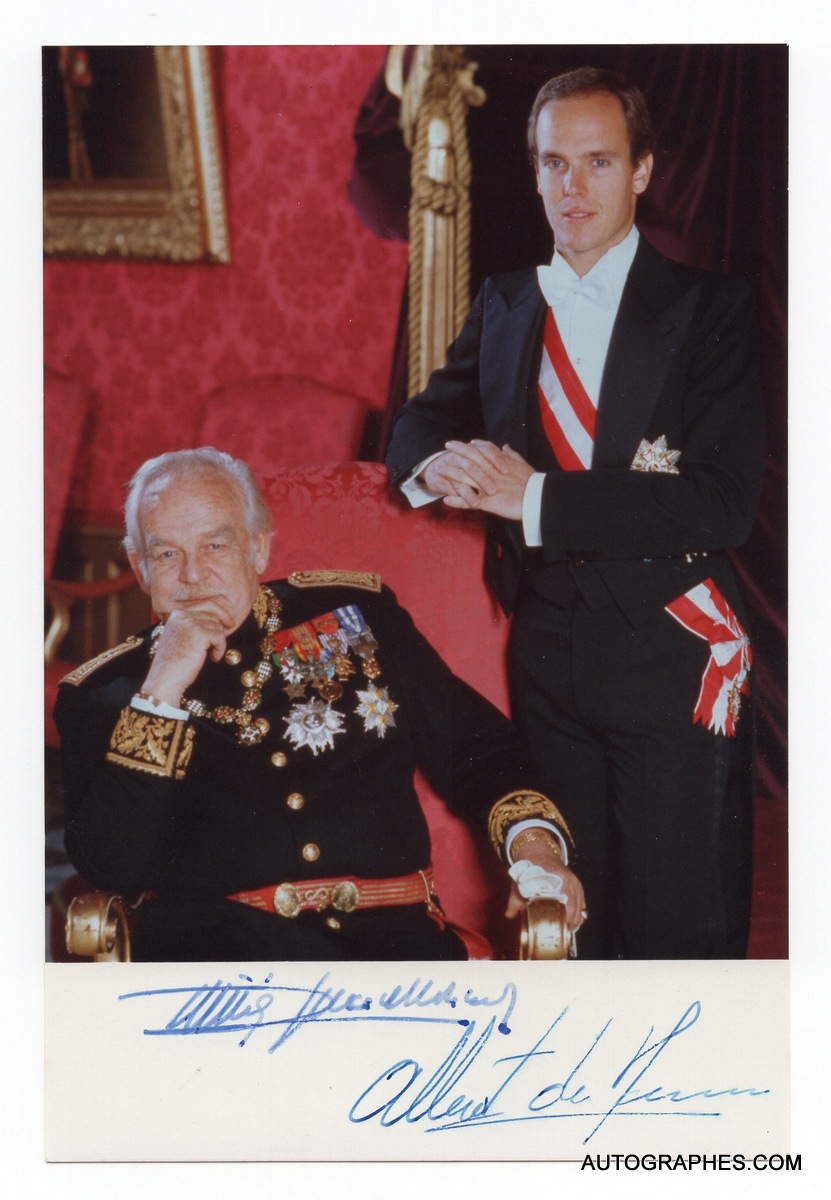 RAINIER III et ALBERT II de Monaco - Photographie couleur signée
