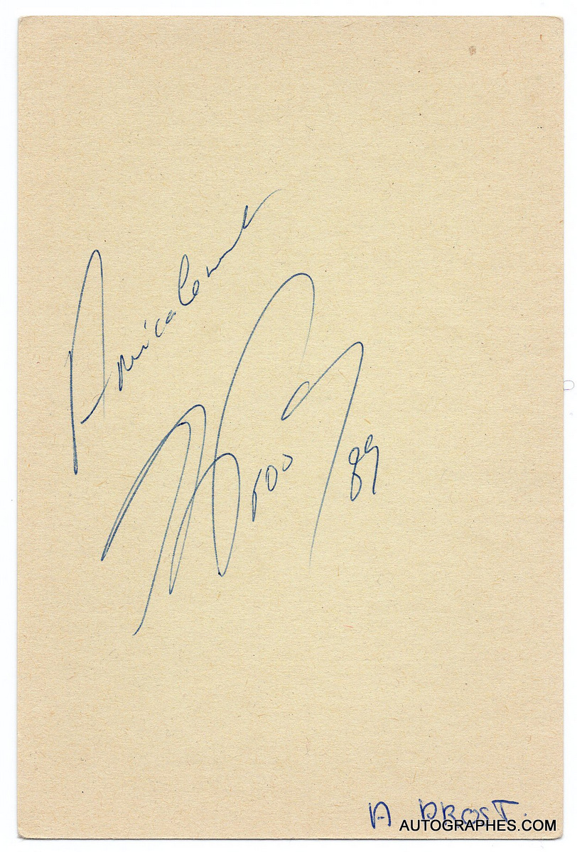 Alain PROST - Dédicace autographe (1989) - Autographes.com