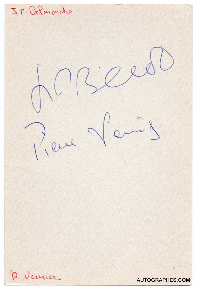 Jean-Paul BELMONDO et Pierre VERNIER - Signatures autographes (années 90)
