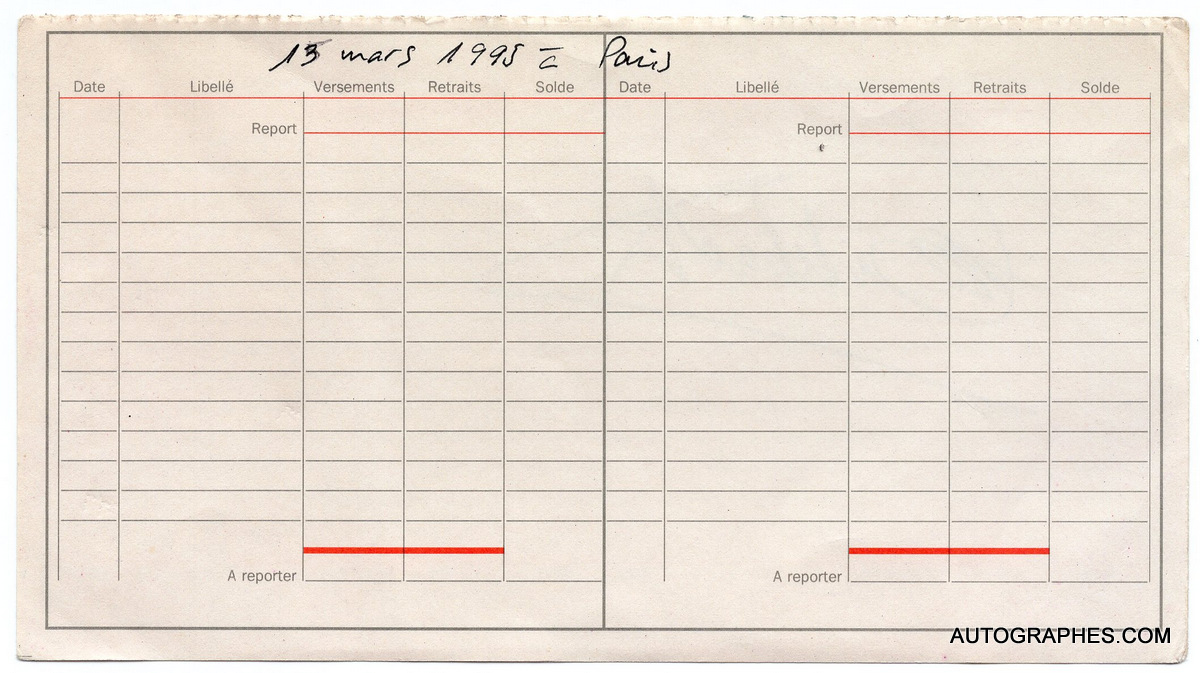 Fidel CASTRO - Signature autographe (Paris 13 mars 1995) - Autographes.com