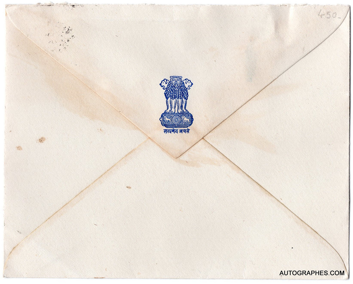 Indira GANDHI - Signature autographe et lettre de sa secrétaire (1975)