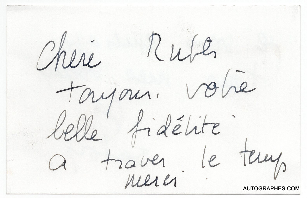 BARBARA [Monique SERF, dite] - Carte autographe signée illustrée d'un cœur