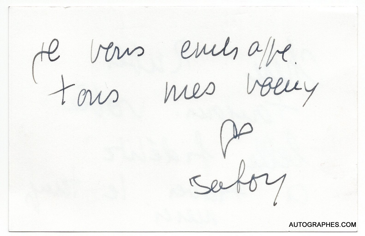 BARBARA [Monique SERF, dite] - Carte autographe signée illustrée d'un cœur