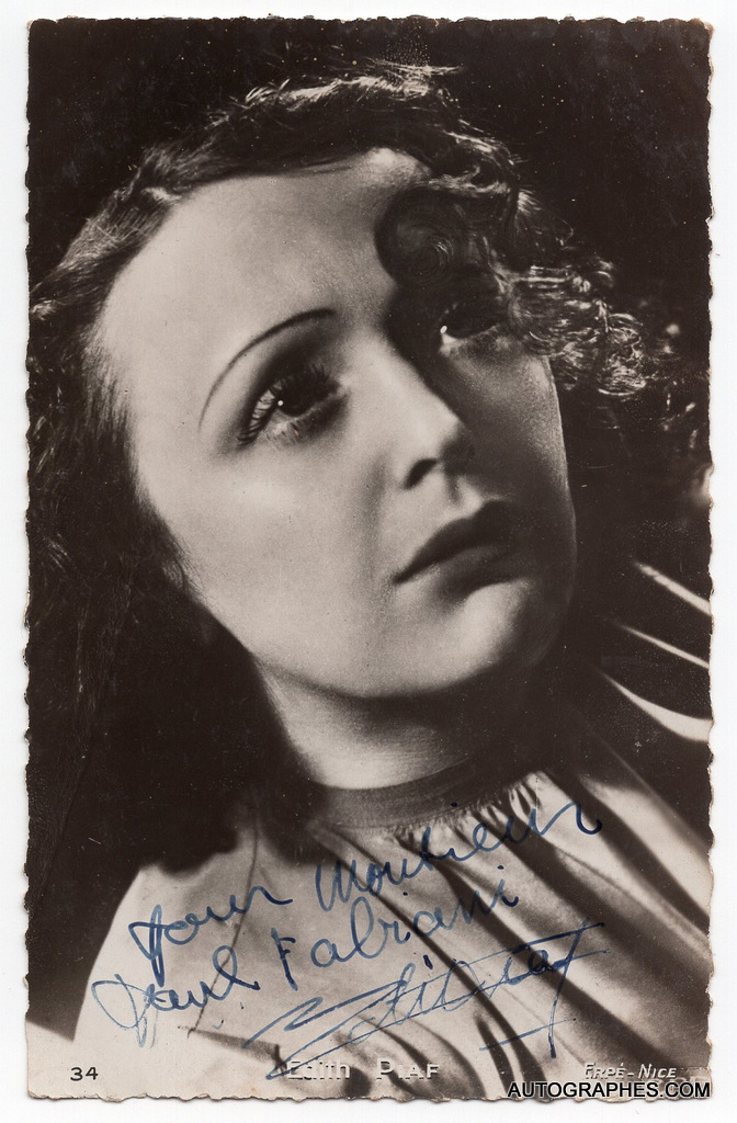 Édith PIAF - Carte photographique dédicacée et signée (années 40)