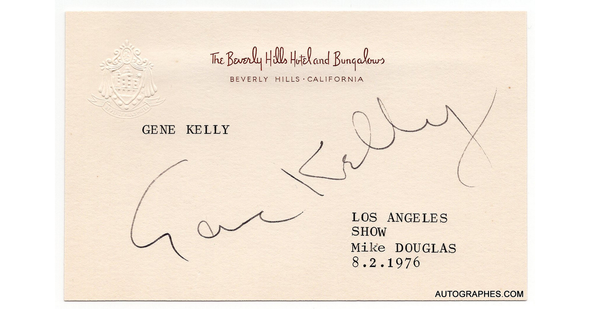 Gene KELLY - Carte du Beverly Hills Hotel signée (1976)