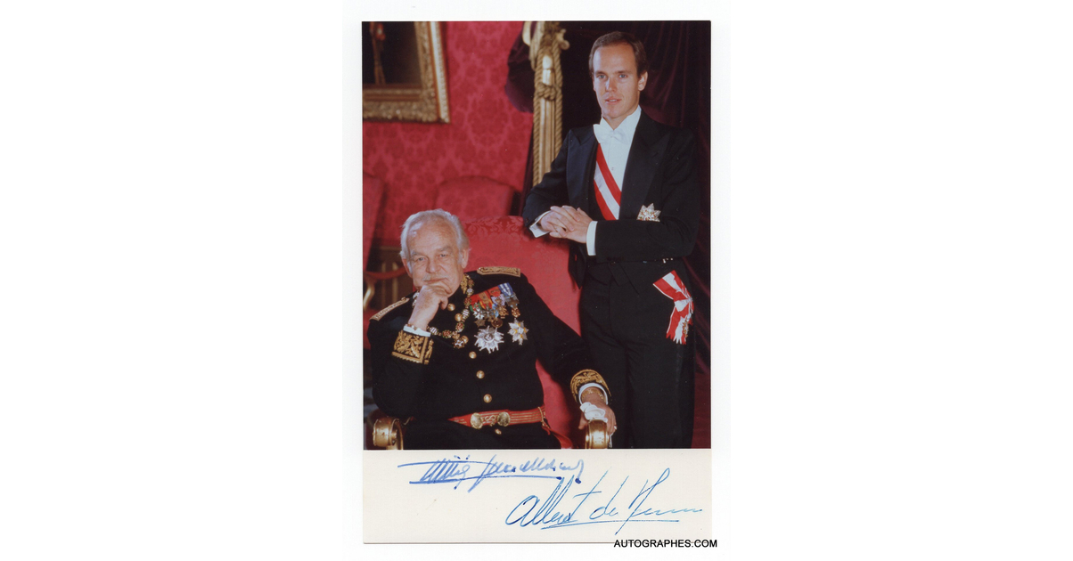 RAINIER III et ALBERT II de Monaco - Photographie couleur signée
