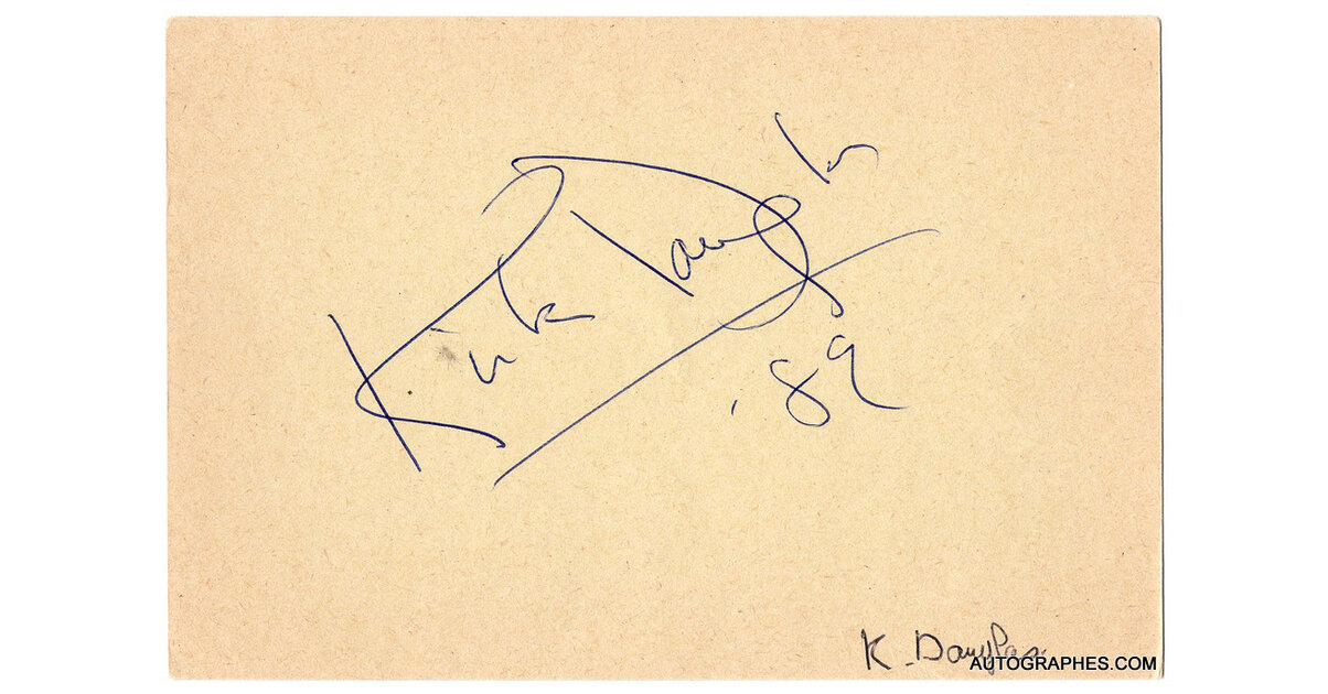 Kirk DOUGLAS - Signature autographe (1989)