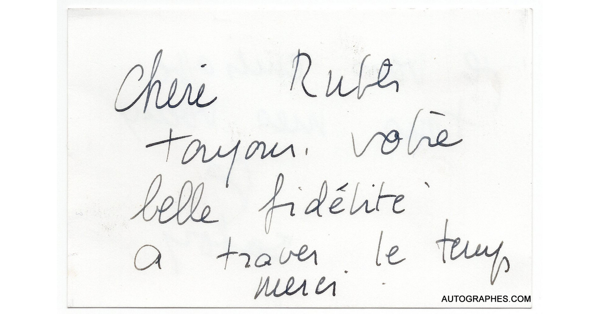 BARBARA [Monique SERF, dite] - Carte autographe signée illustrée d'un cœur