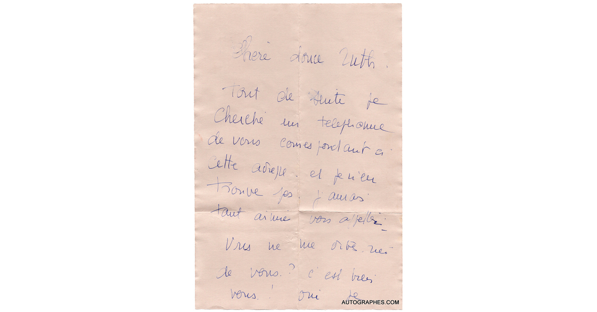 BARBARA [Monique SERF, dite] - Lettre autographe signée (février 1987)