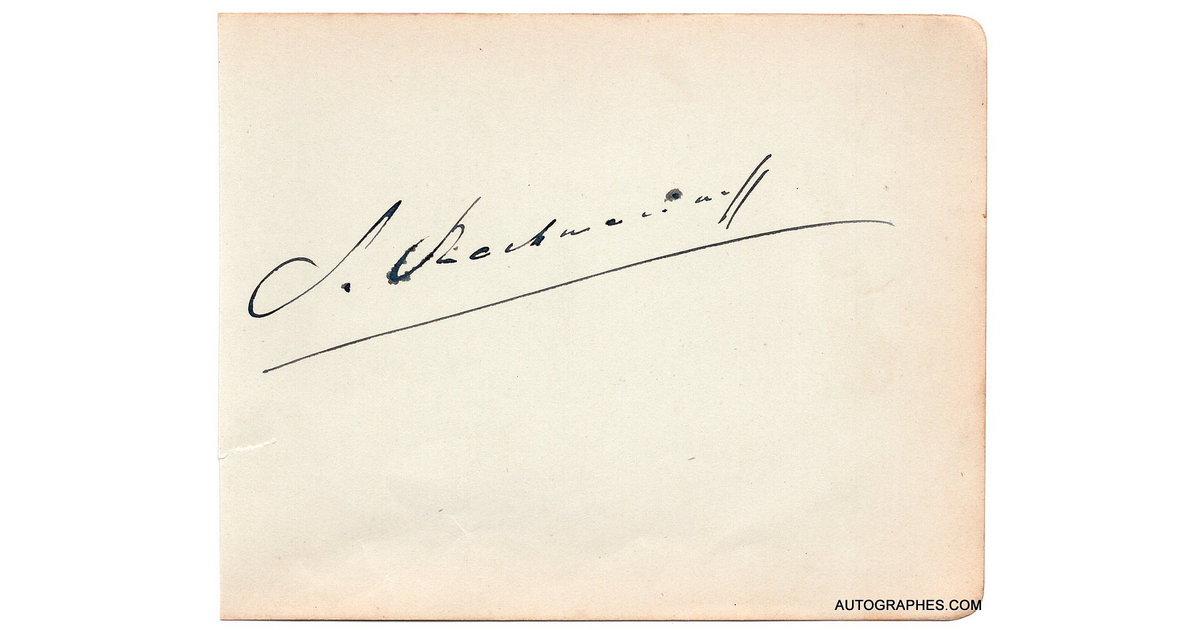 Sergueï RACHMANINOV - Signature autographe (milieu des années 30)