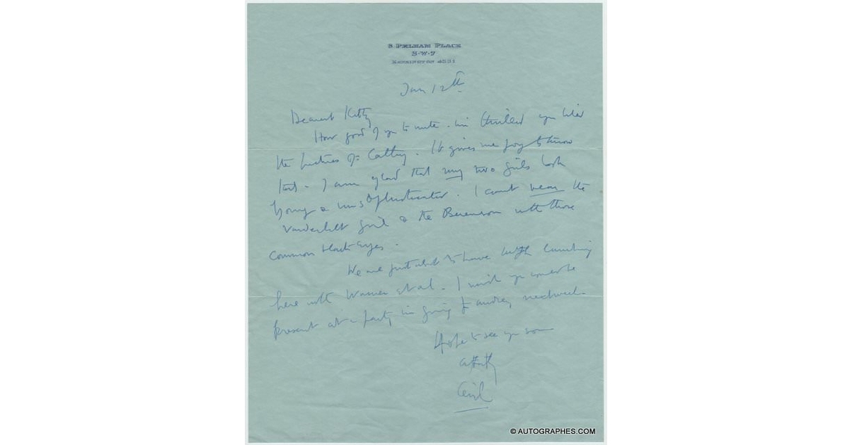 Cecil BEATON - Lettre autographe signée (Audrey HEPBURN / My Fair Lady ...