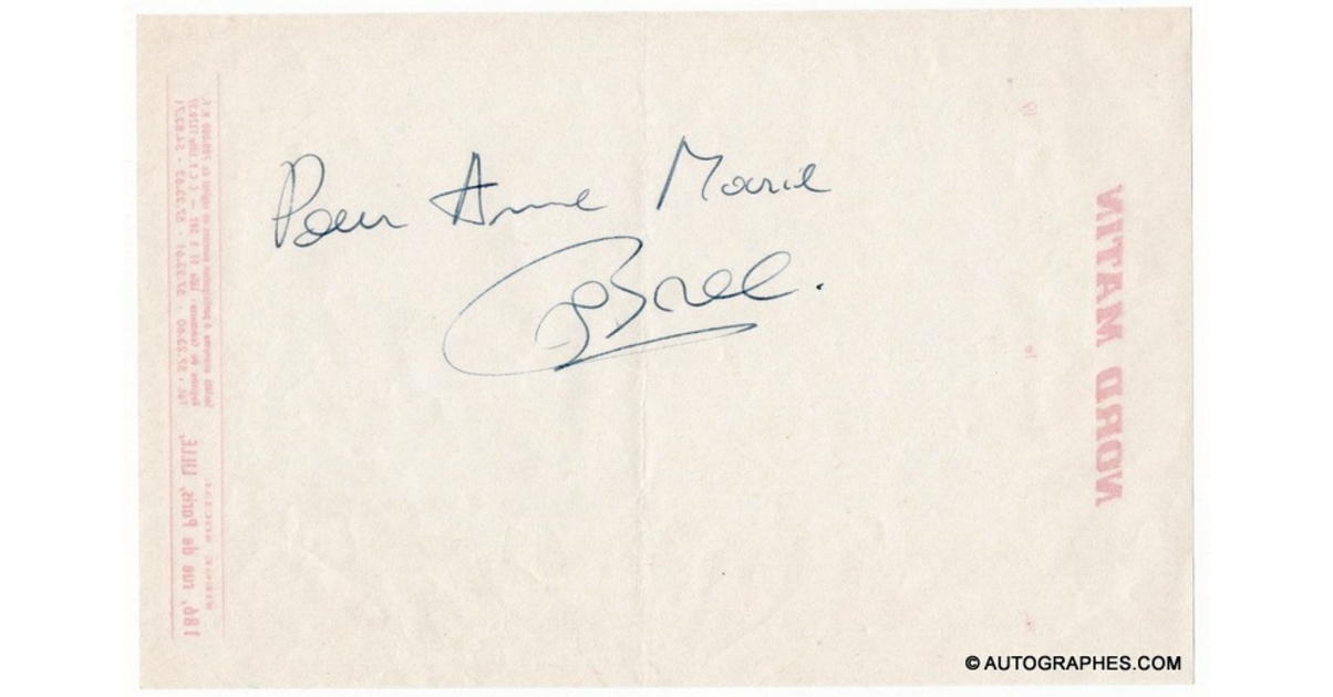 Jacques BREL - Dédicace autographe signée (Nord Matin) - Autographes.com