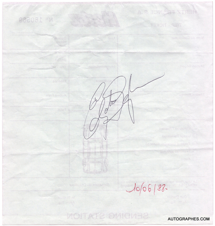 Elizabeth TAYLOR - Signature autographe (10 juin 1988)