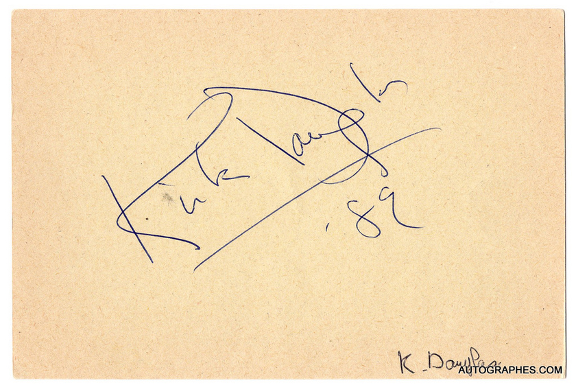Kirk DOUGLAS - Signature autographe (1989)