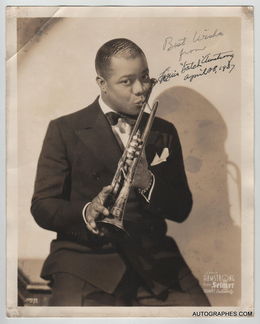 Louis ARMSTRONG - Photographie grand format dédicacée et signée (1937)