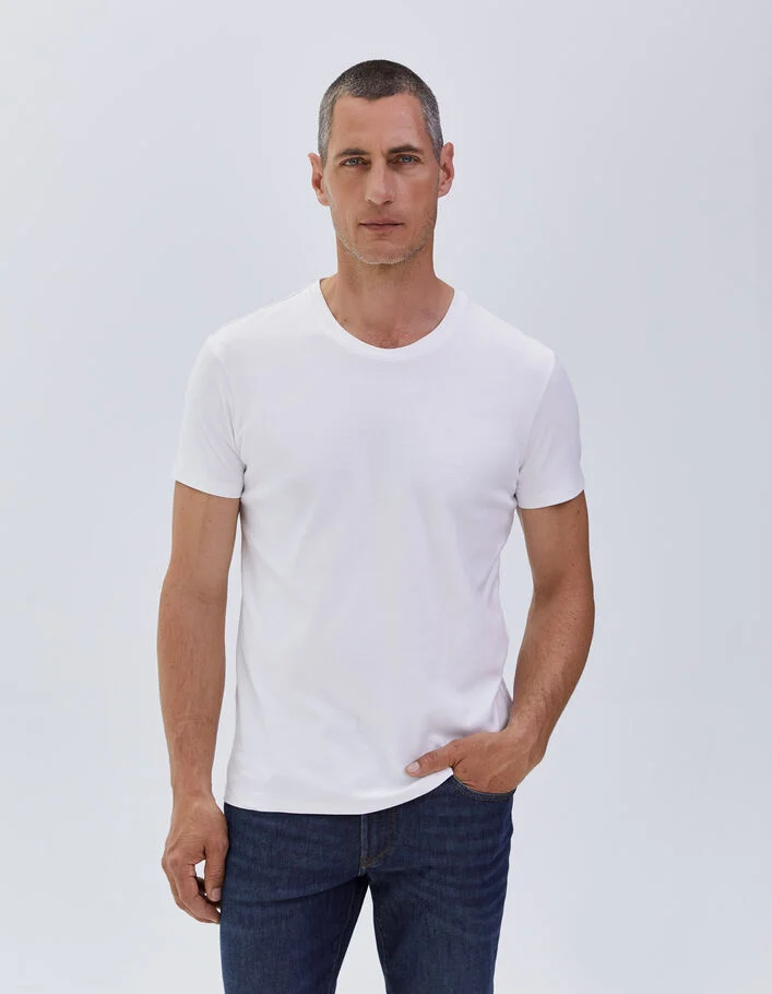 T-shirt col rond manches courtes Absolute Dry - Blanc - IKKS MEN - Prix ...