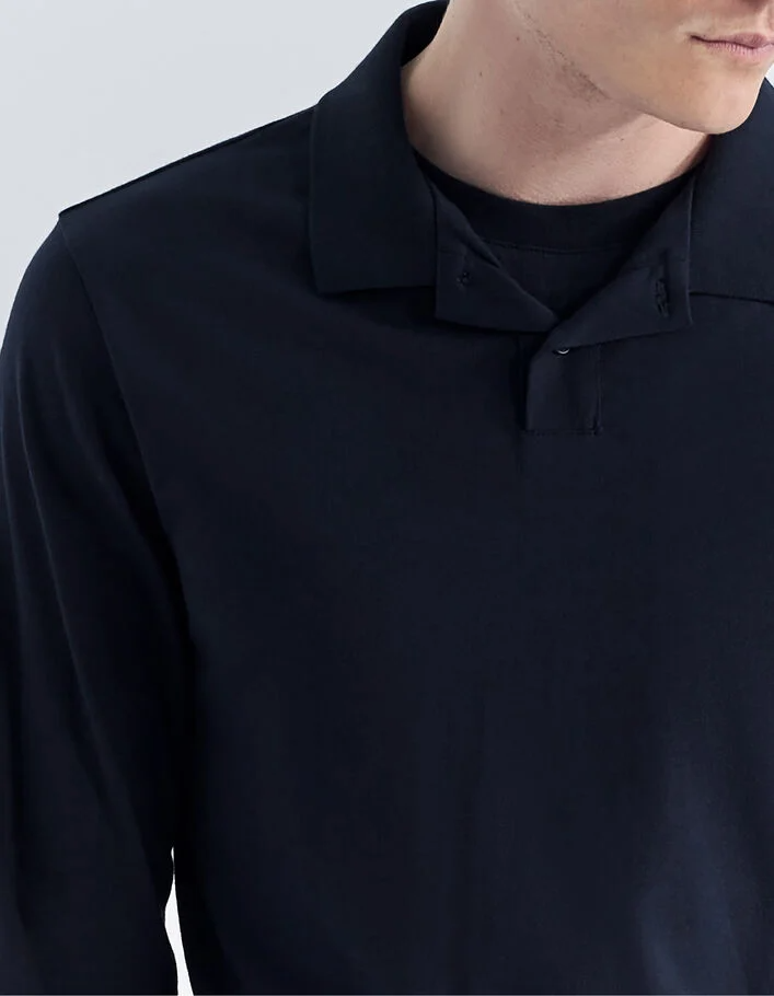 Polo avec col rond trompe l'oeil - Marine - IKKS MEN - Prix doux ...