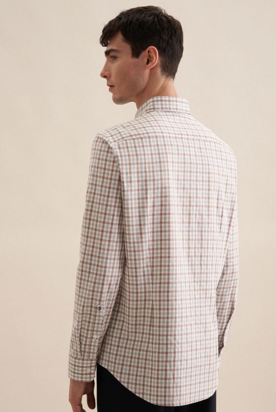 Chemise en flanelle slim - Beige - SEIDENSTICKER - Prix doux vêtements ...