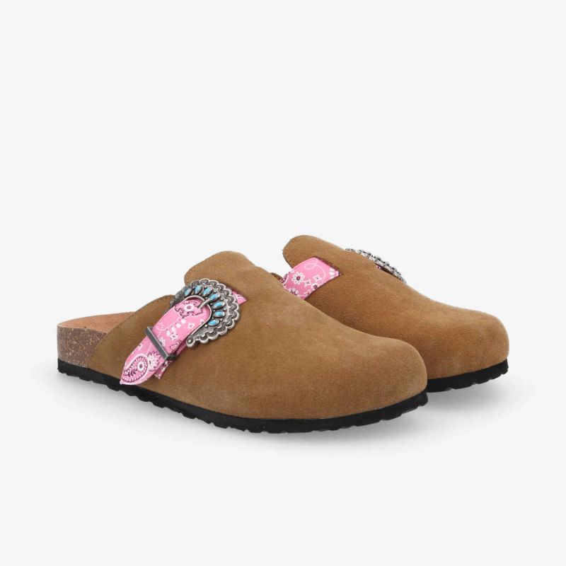 Sabots plats Paloma - Marron/rose - SCHMOOVE - Chaussures Femme ...