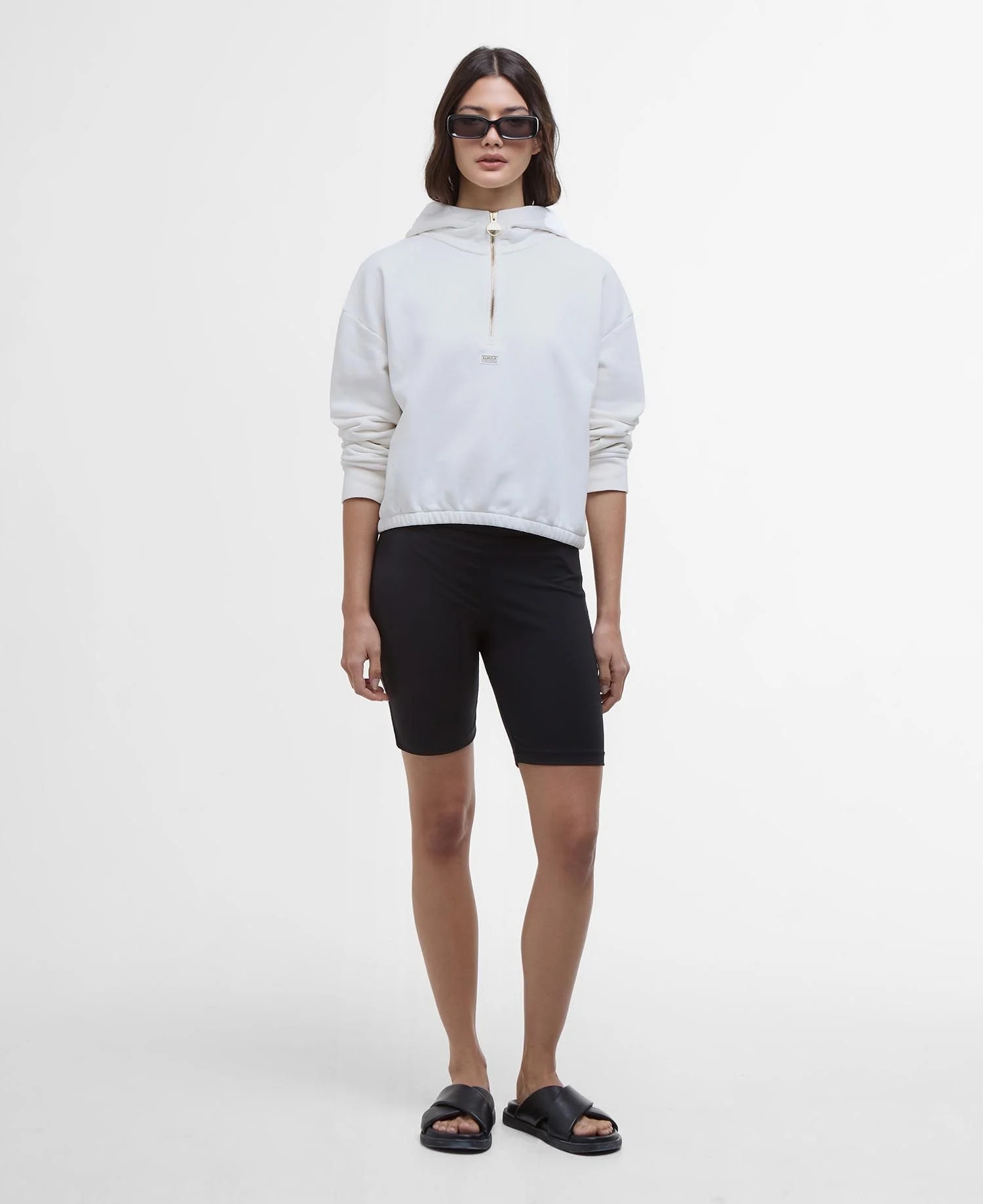 Sweat à capuche demi-zip Priya-Blanc-BARBOUR FEMME-Pulls & Cardigans ...