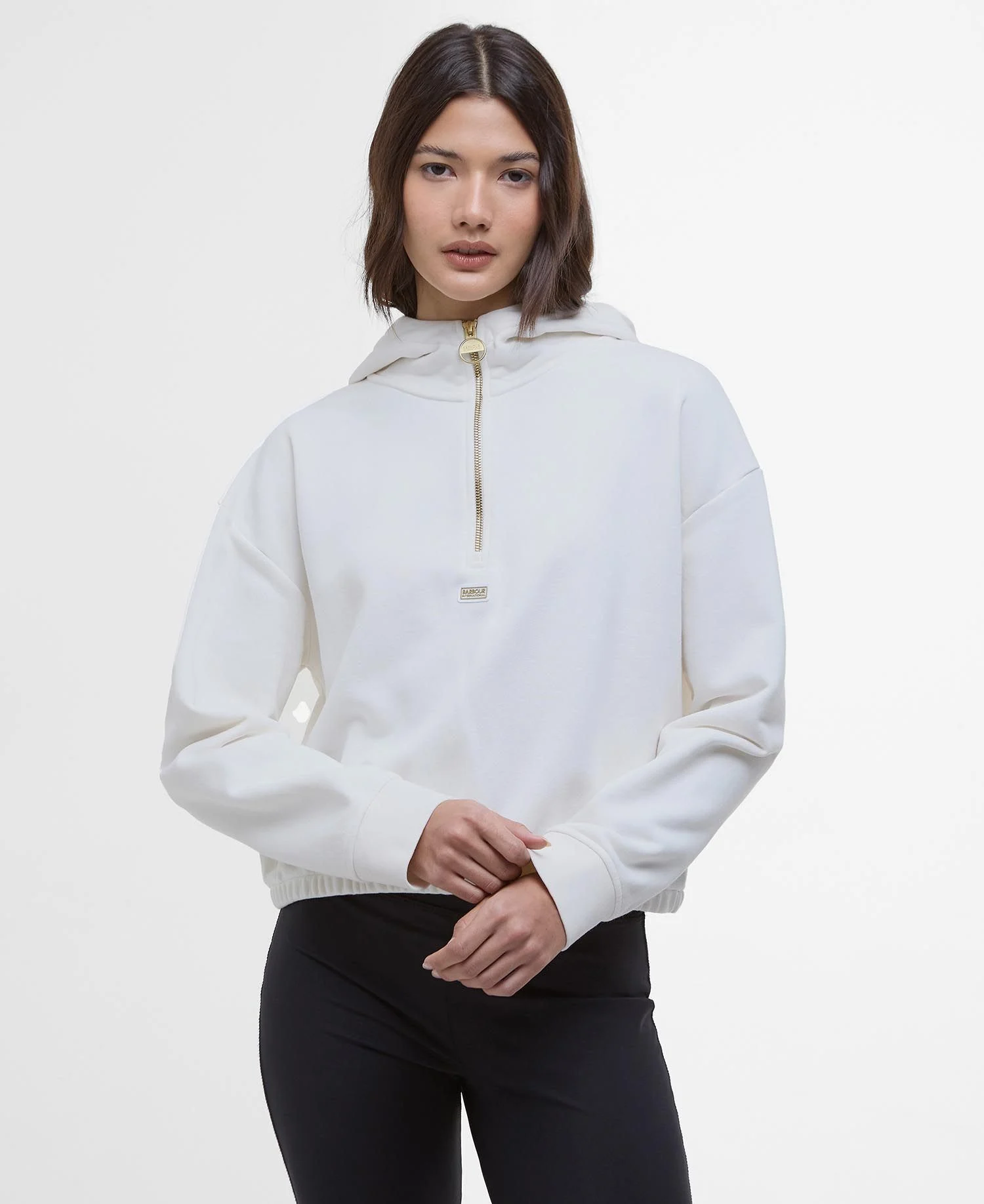 Sweat à capuche demi-zip Priya-Blanc-BARBOUR FEMME-Pulls & Cardigans & Sweats-lora