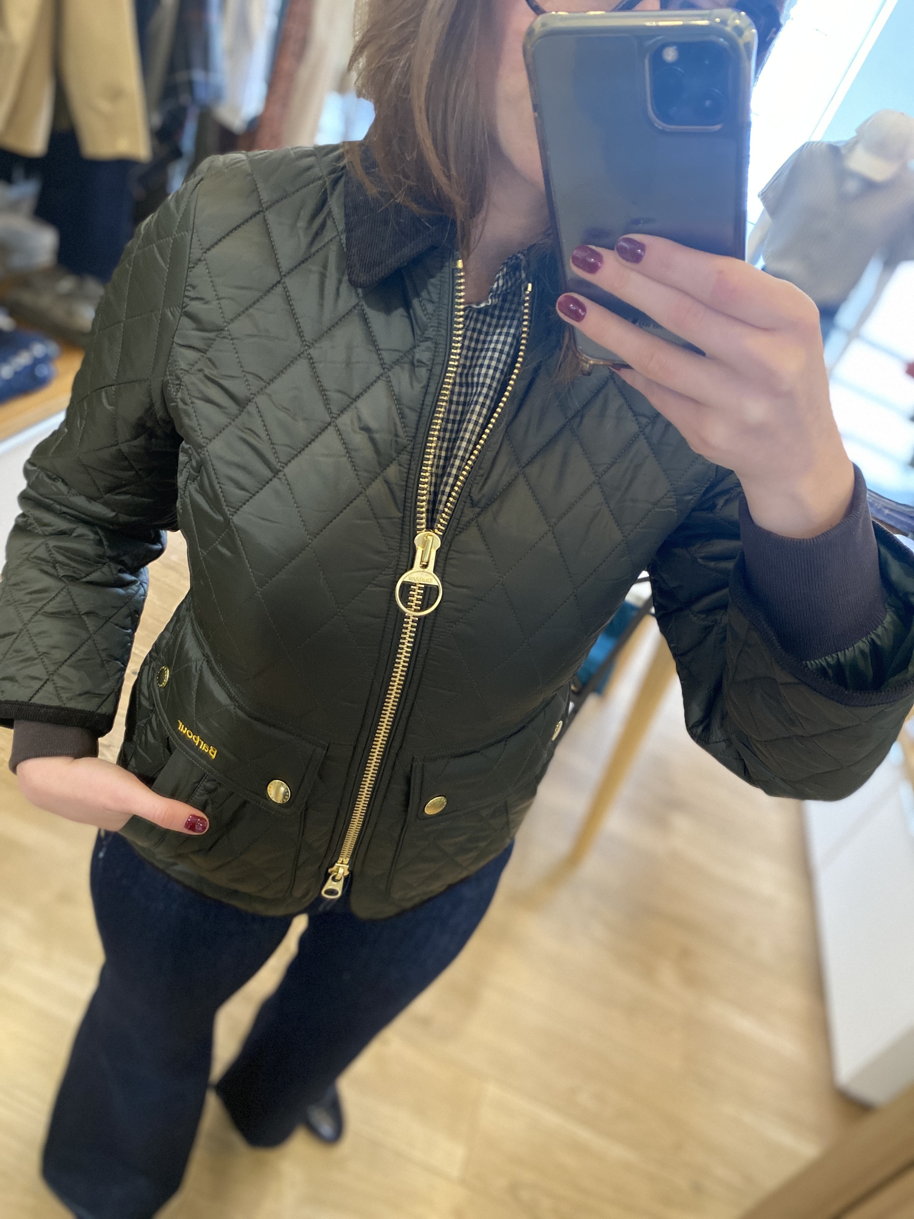 Veste matelassée courte ajustée Beadnell - Sauge - BARBOUR FEMME ...