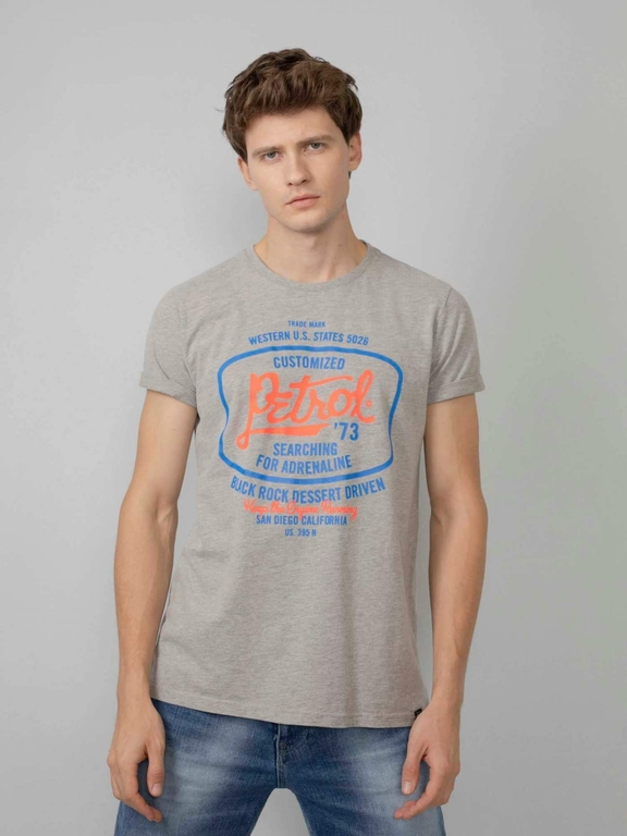 T-shirt N°605 avec illustration - Light Grey Melee - Petrol Industries - Prix doux vêtements ...