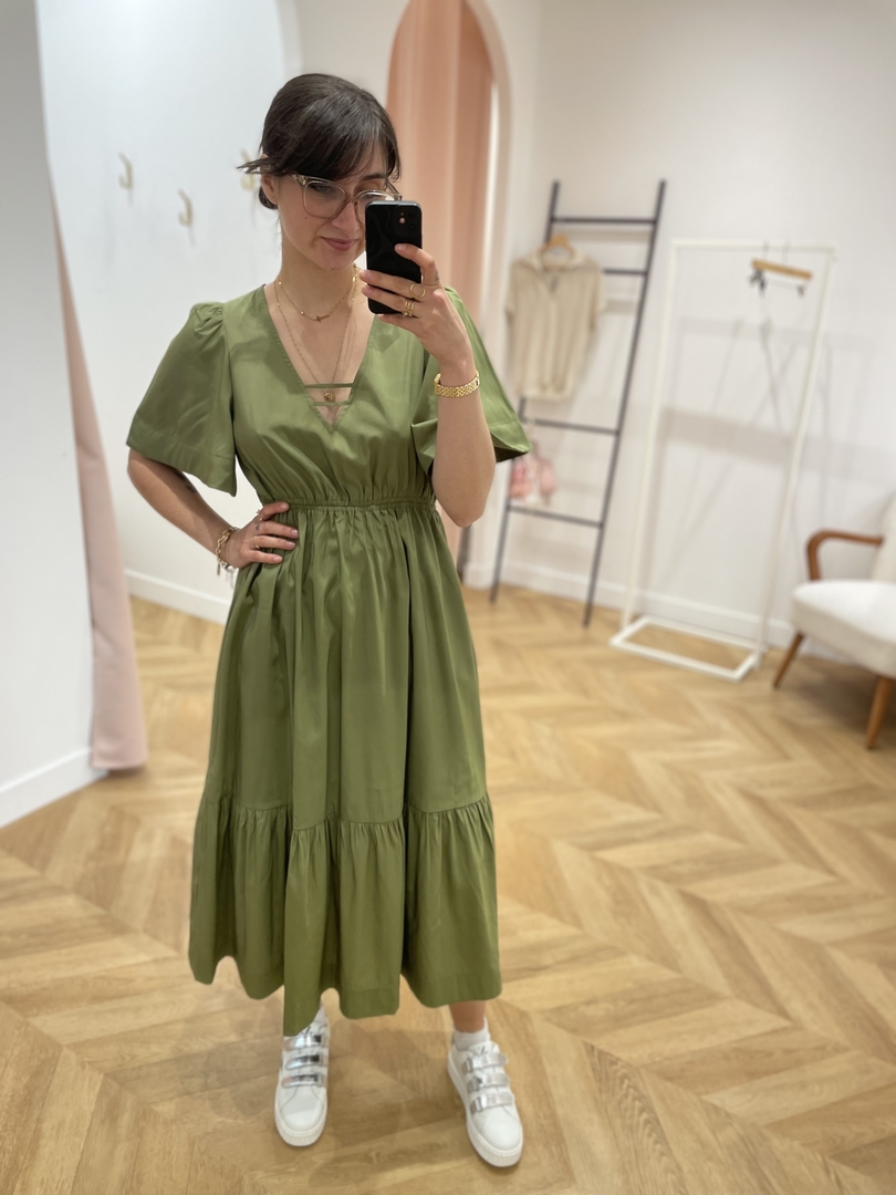 Robe longue évasée Celine - Olive - OBJECT - Vêtement FEMME/Robes - Lora