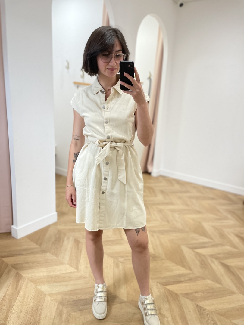 Robe chemise courte ceinturée Vitilo - Beige - VILA - Vêtement FEMME/Robes - Lora