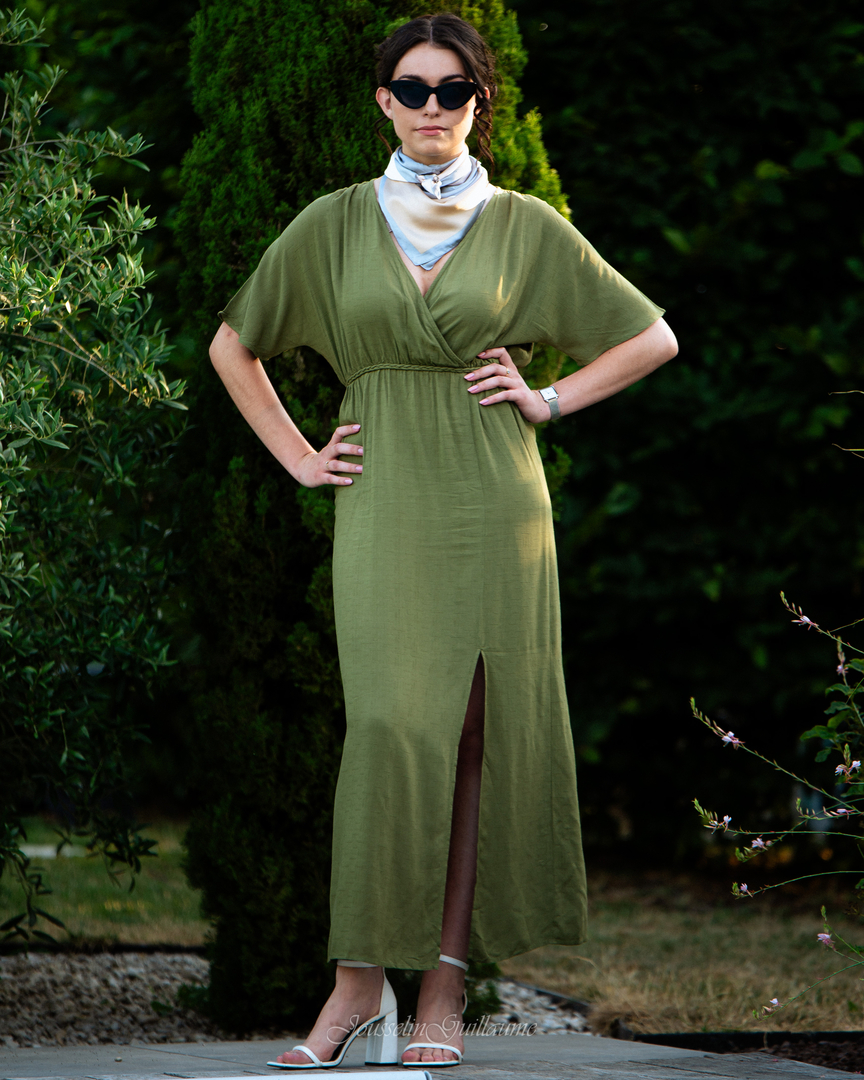 Robe maxi cache-cœur Vimolira - Olive - VILA - Vêtement FEMME/Robes - Lora