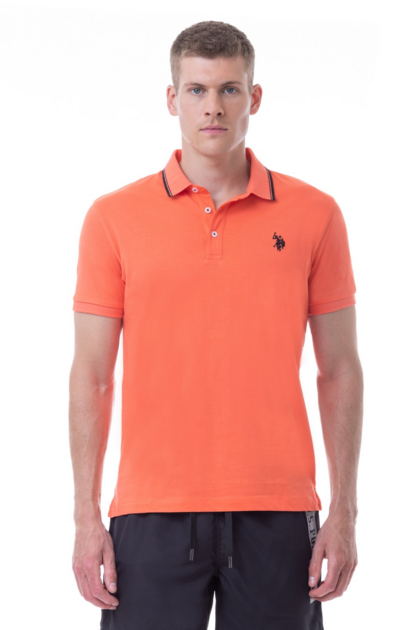 Polo en modal - Orange - US POLO HOMME - Prix doux vêtements Homme ...