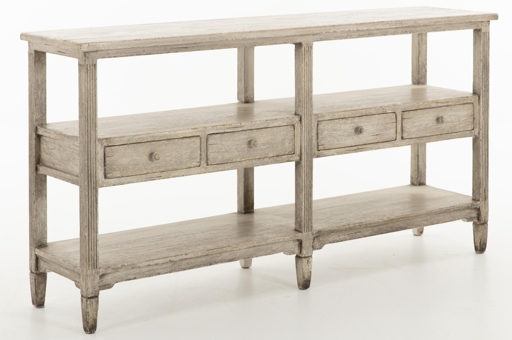 Grande Console Drapier | Bois Blanchi avec Tiroirs | Buckley de Flamant