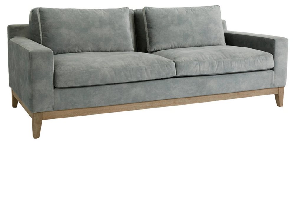 Canapé Vintage velours gris clair ou lin beige - 220cm - ASSISES