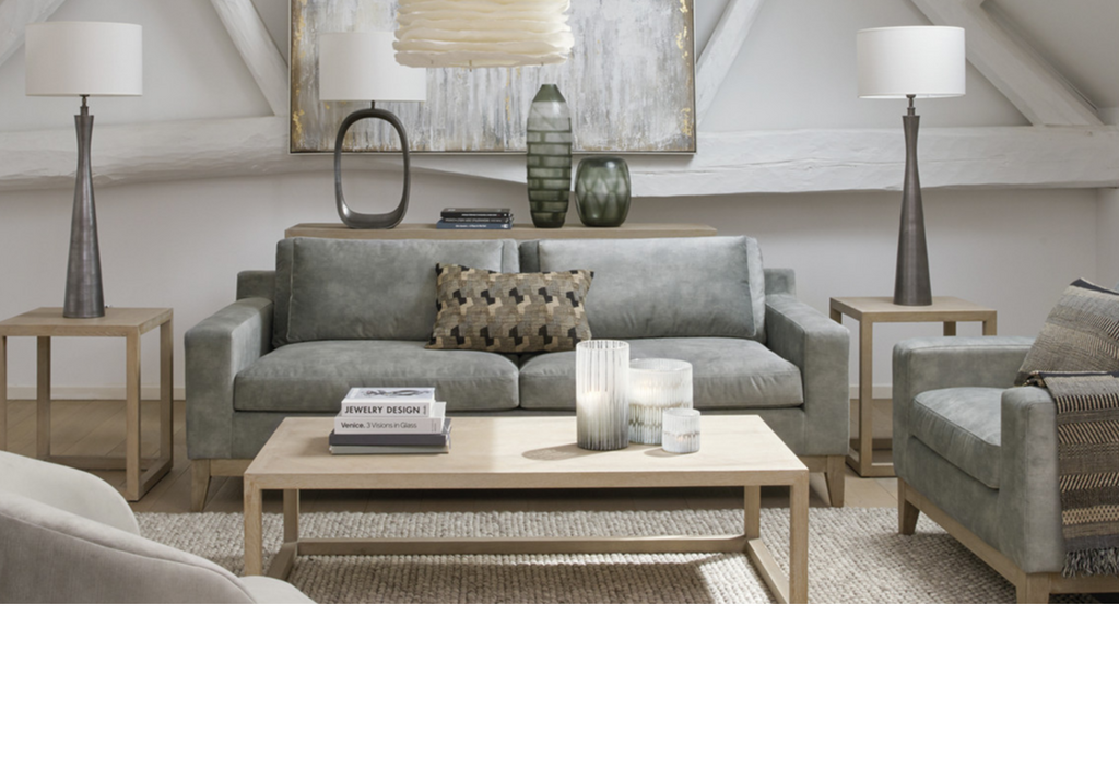 Canapé Vintage velours gris clair ou lin beige - 220cm - ASSISES