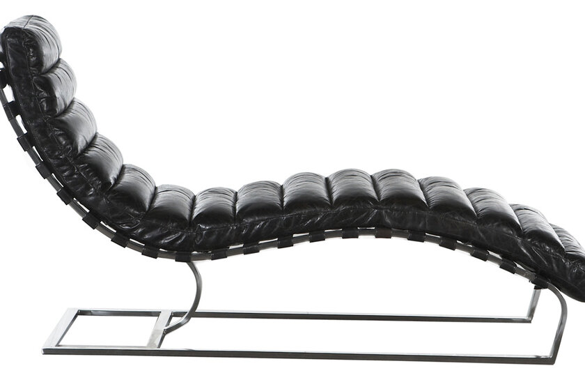 Chaise Longue en Cuir Design Vintage Noir - Mason de FLAMANT