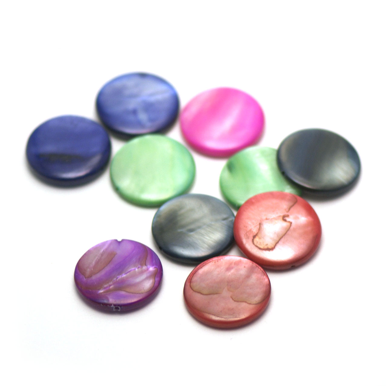 10 perles de nacre naturelle teintée "grand palet "20 mm ,assortiment ...