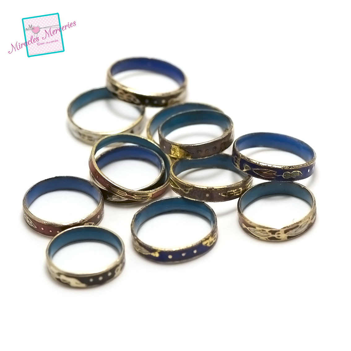 Lot de liquidation de 9 anneaux connecteurs en émaille , assortiment de ...