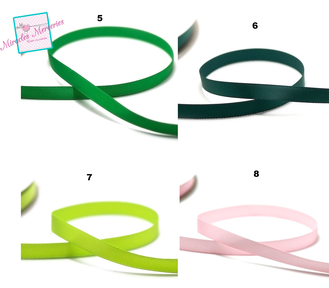 5 m de ruban satin uni 10 mm,20 couleurs au choix - Ruban satin/10 mm ...