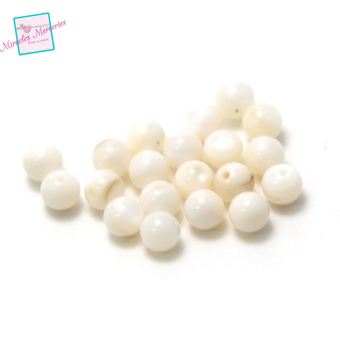 20 perles de nacre naturelle "perle ronde "6 mm, blanc nacré - Perle d ...