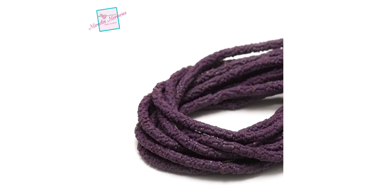 un fil de 40 cm de perles en pâte polymère "rondelle 5x1 mm",violet ...