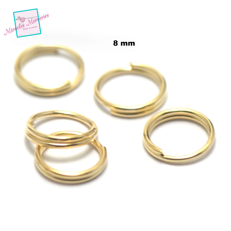 50 anneaux fermés doublés 8 mm,doré - anneaux de jonction/Anneaux ...