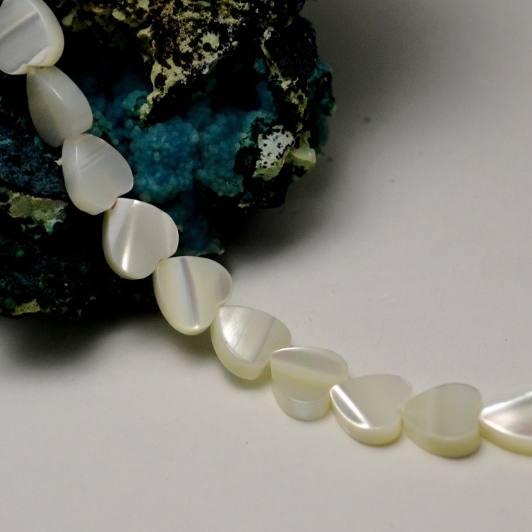 10 perles nacres véritables de mer "cœur " 8x8 mm,blanc nacré - Perle d ...