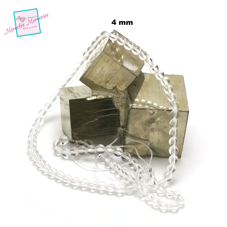 fil de 39 cm perles de cristal de roche "ronde 4 mm" - Perle pierres ...