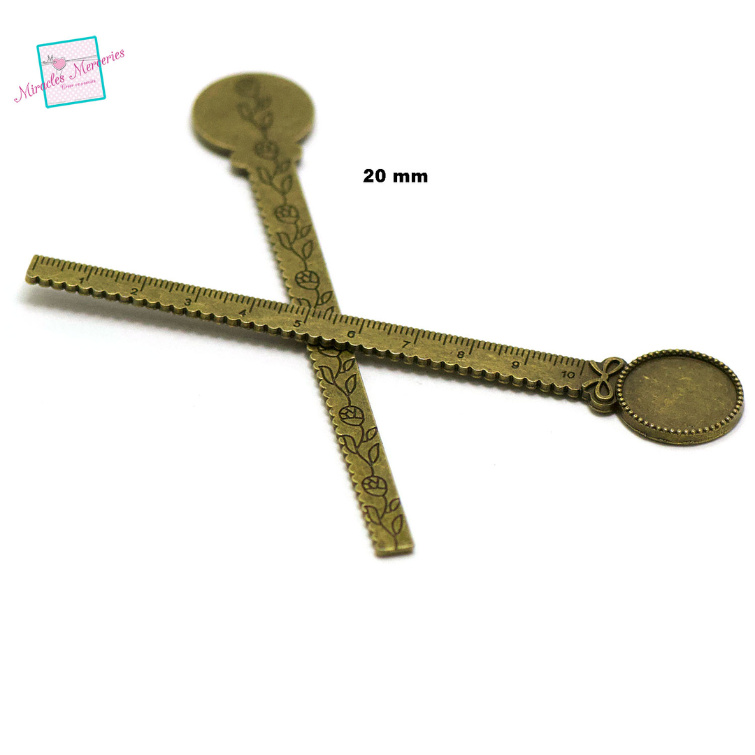 2 marques page support cabochon "règle" rond 20 mm, bronze 02b - Marque ...