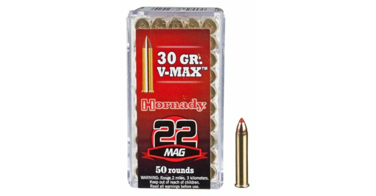 Cartouches HORNADY V-Max 30 gr .22 Magnum - Cartouches à percussion ...