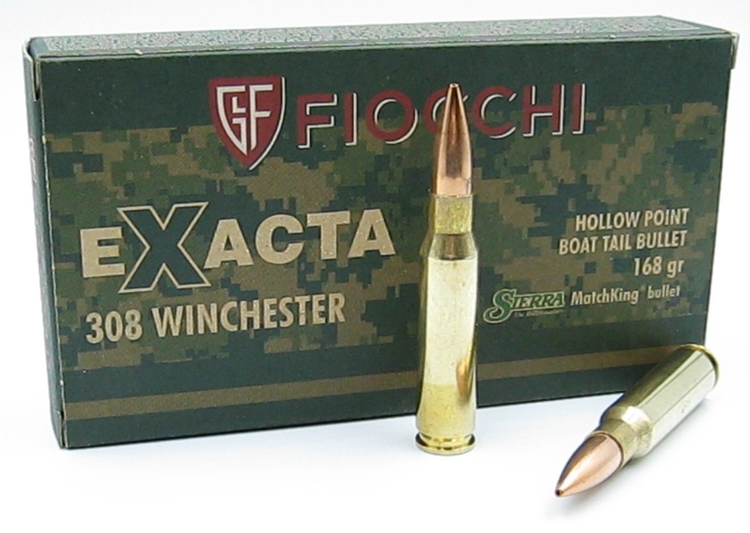 Cartouches FIOCCHI Exacta Sierra MatchKing HPBT 168 gr .308 ...
