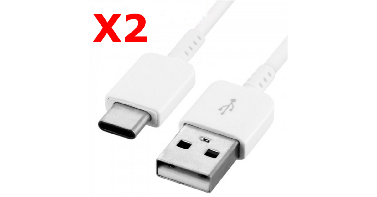 Cable Usb / Type C Blanc Lots de 2 Pour Samsung Sony LG Wiko Huawei HTC ...