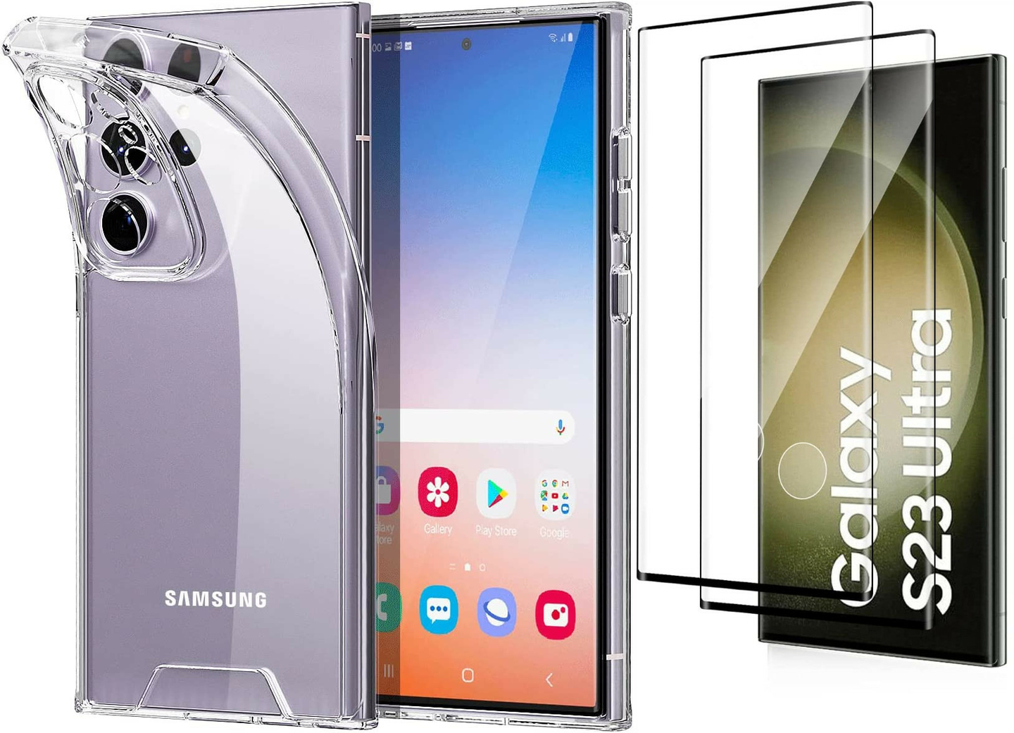 Coque Silicone Transparente + 2 Verres Trempes Pour Samsung Galaxy S23 ...