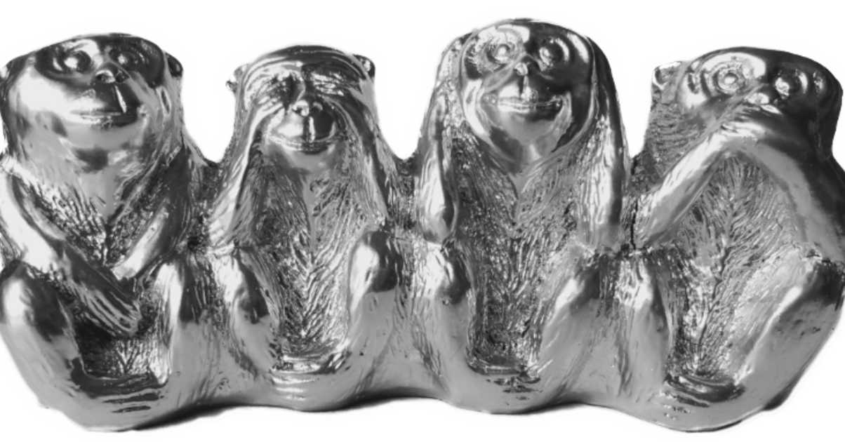 4 Singes de la sagesse Argent - Porte-bonheur FS & Déco d'Asie/Animaux ...